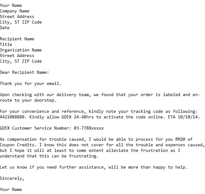Apology Letter To Customer Regarding Delivery Delay For Purchased Item