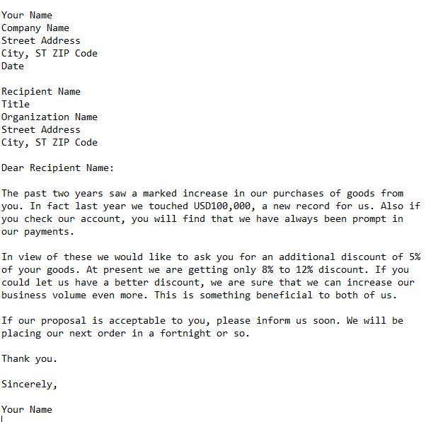 Letter Asking For More Discount 101 Business Letter Letter Asking For More Discount 101 Business Letter