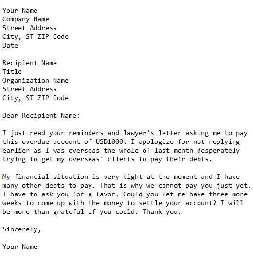 Letter Asking For More Time To Settle An Account 101 Business Letter