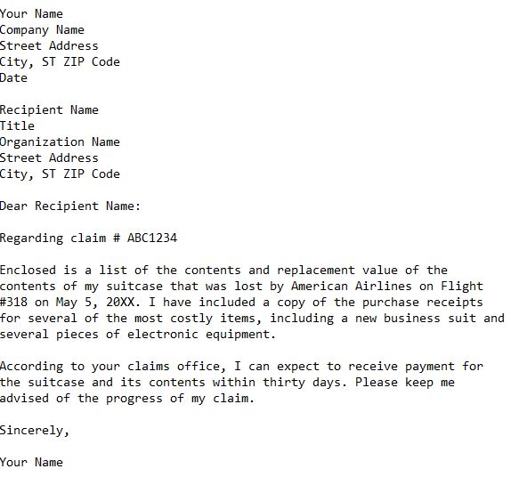 How To Write An Email For Lost Luggage 101 Business Letter