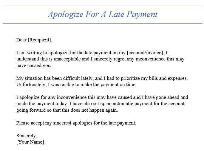 Apologize For A Late Payment 101 Business Letter